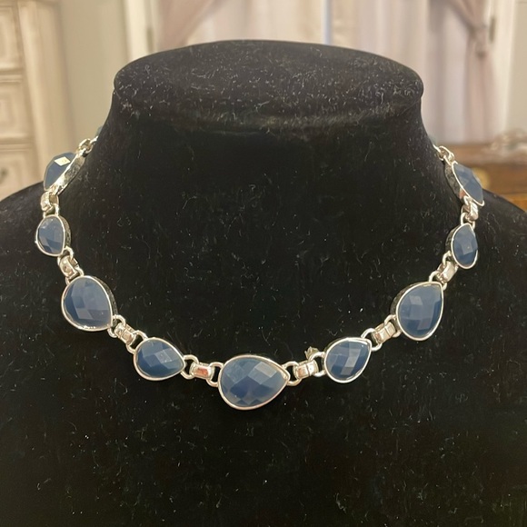 Napier | Jewelry | Vintage Silver Tone Napier Blue Choker Collar ...